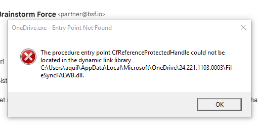 How to fix "The procedure entry point" error for onedrive.exe? - Microsoft Q&A