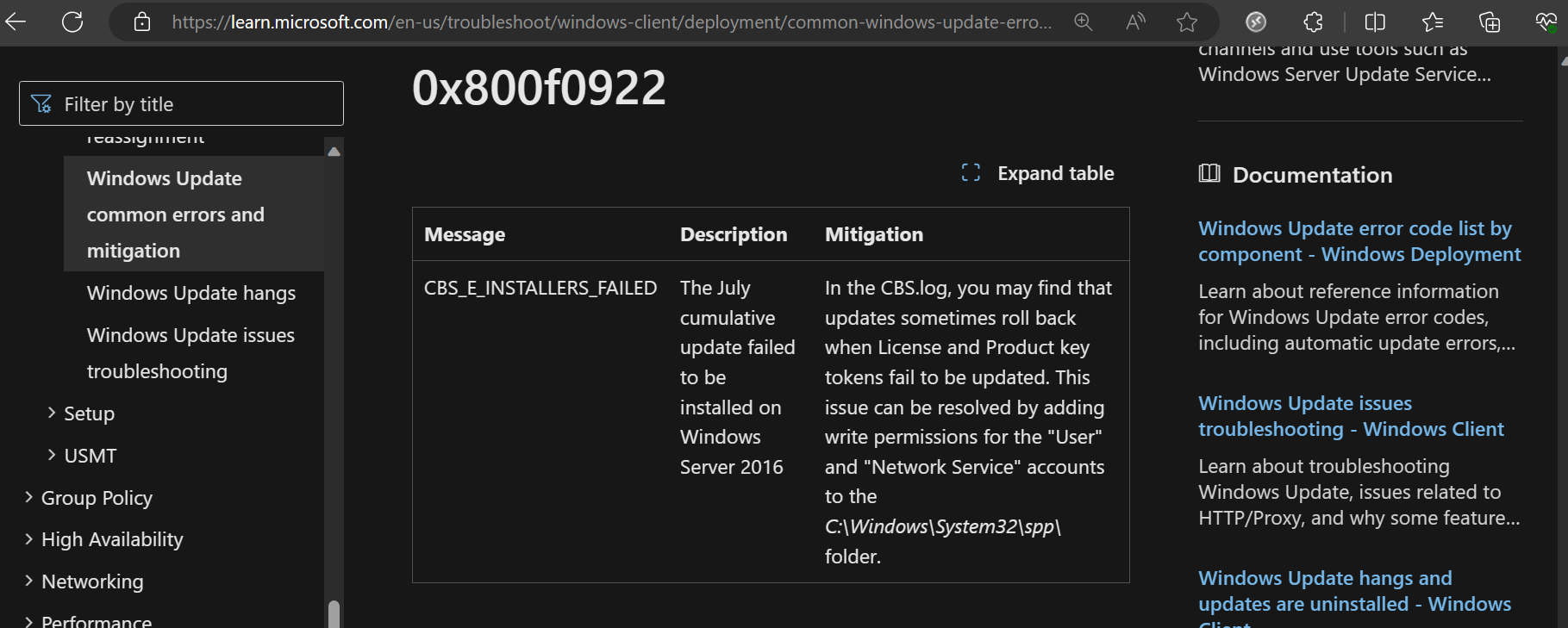 Windows Update Error 0x800f0922 on new ESU patch KB5032249 - Microsoft Q&A