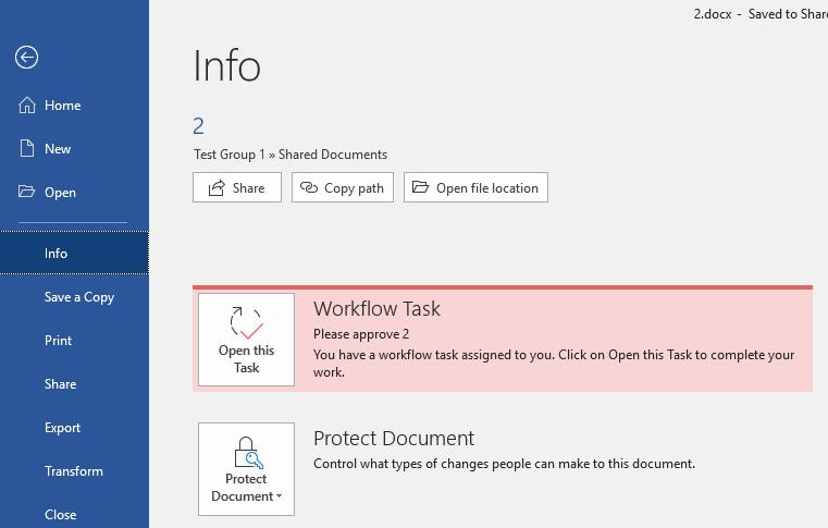 Office 365:Word SharePoint Workflows and Sharing - Microsoft Q&A