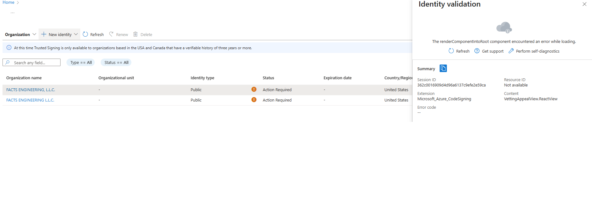 The renderComponentIntoRoot component encountered an error while loading - Microsoft Q&A