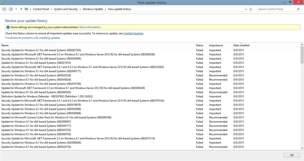 Unable to check Windows updates getting Error message "Some settings ...