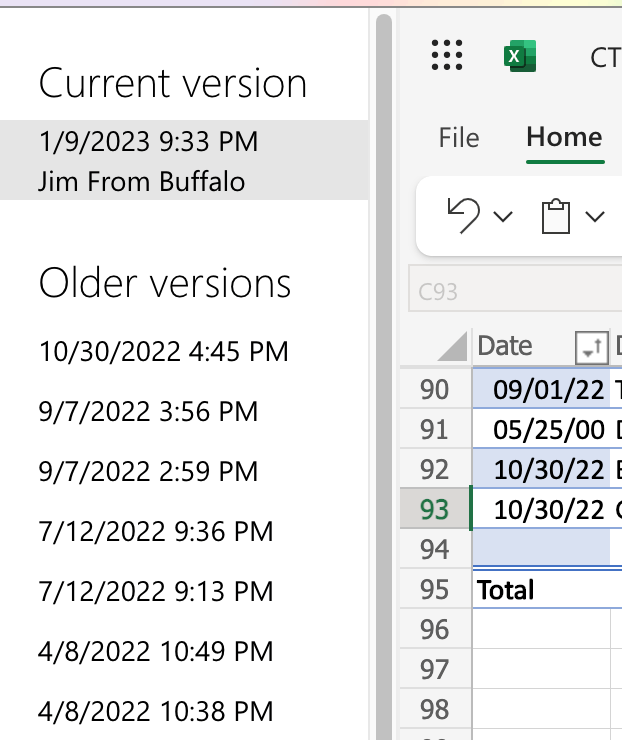 How to recover an Excel old file version from Version History? Lost one ...