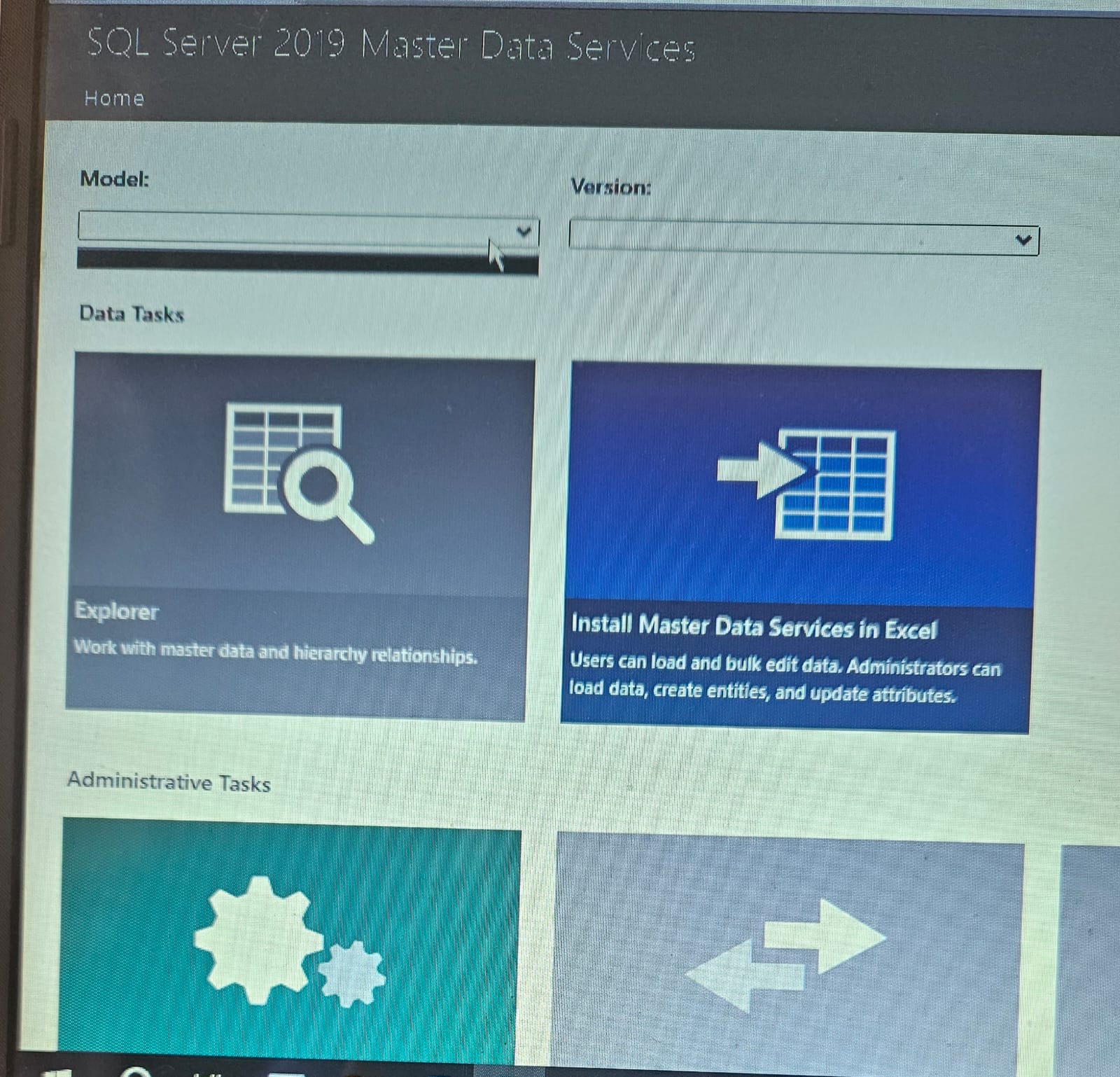 Master Data Services 2019 Model and Version drop downs are empty ...