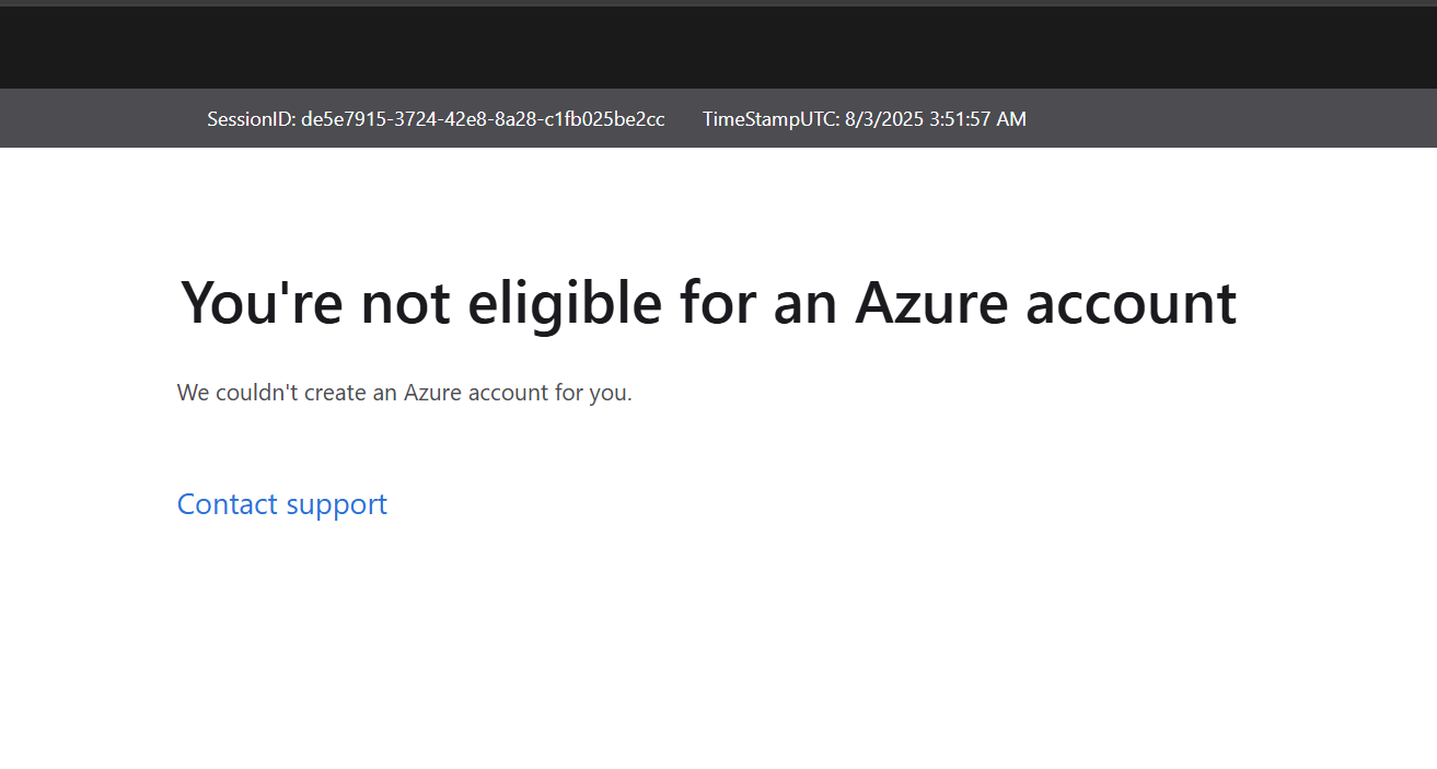 Unable to create a Pay As You Go Account - Microsoft Q&A