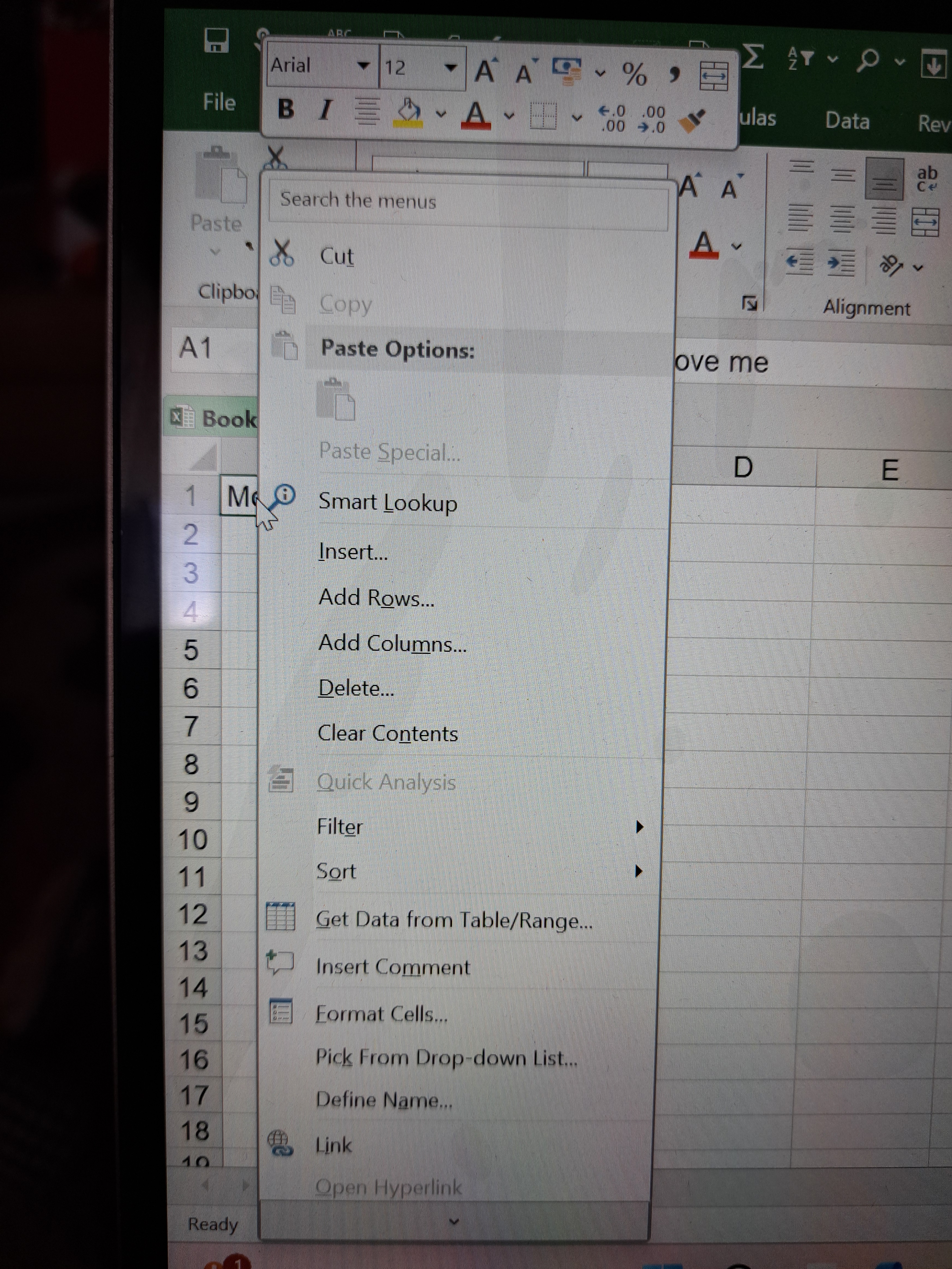 I have lost my "Copy" on right clicking in Excel. How can I restore ...