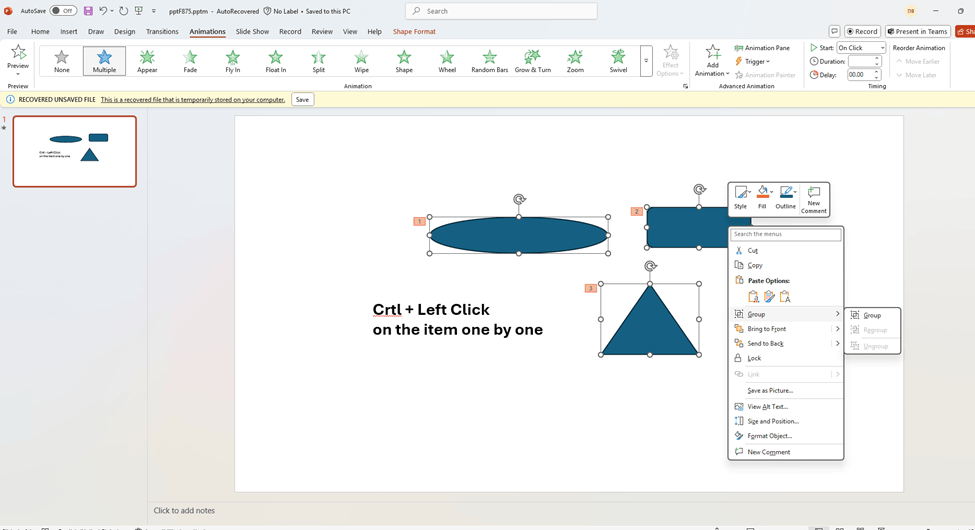 Why can't I group shapes? - Microsoft Q&A