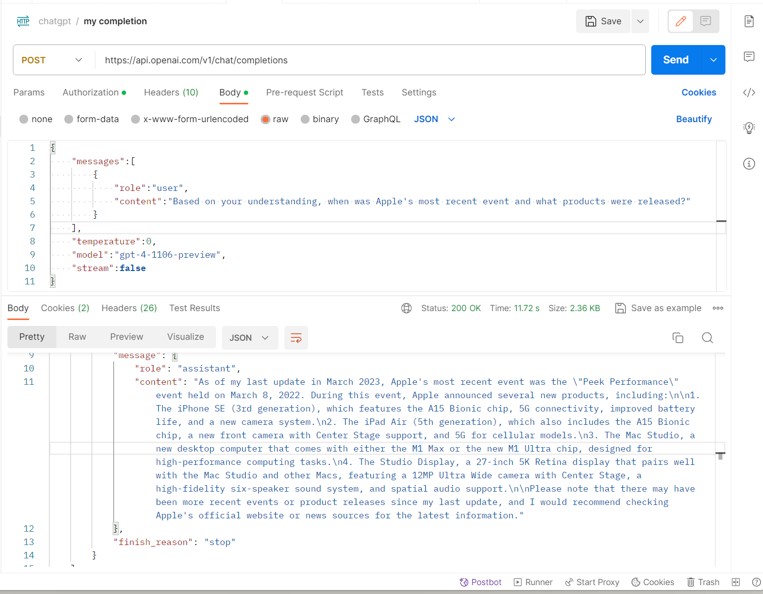 I've noticed that the knowdage of the model, gpt-4-turbo, varies ...