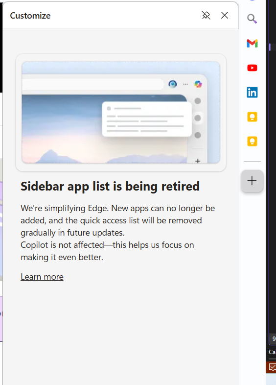 Bring back sidebar app in microsoft edge - Microsoft Q&A