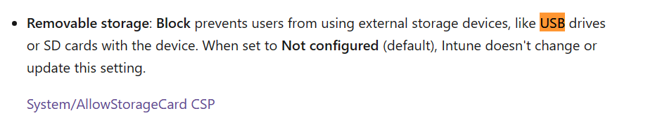 Block removeable usb storage via Intune - Microsoft Q&A