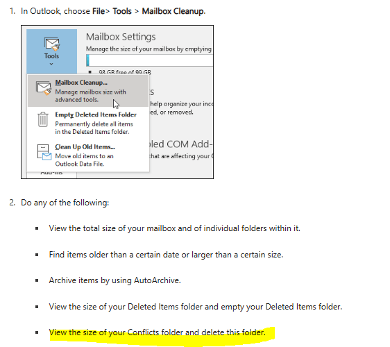 is there a conflicts folder in outlook? - Microsoft Q&A