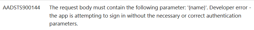 AADSTS900144 ‘The request body must contains value ‘State - Microsoft Q&A