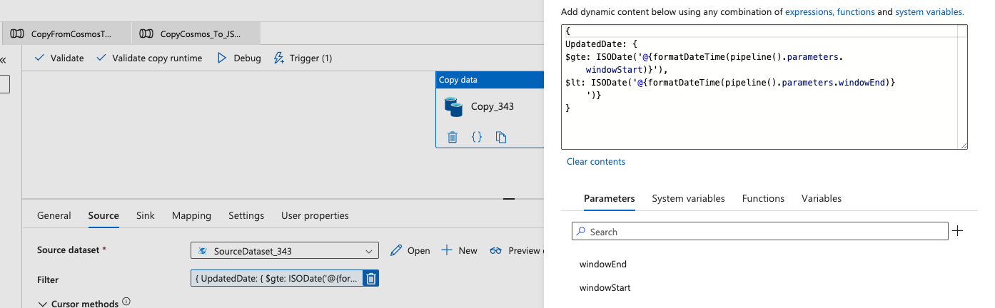 Creating Etl By Filter Rows From Cosmos Db Api Microsoft Qanda