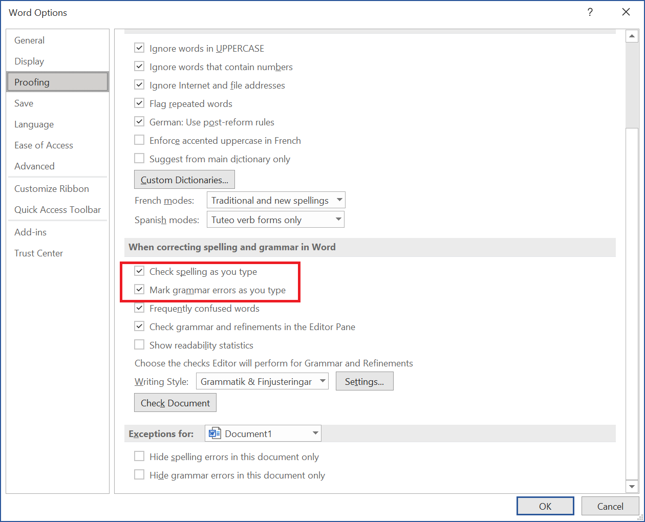 Microsoft Word 365 - Can't turn off Spell Check - Microsoft Q&A