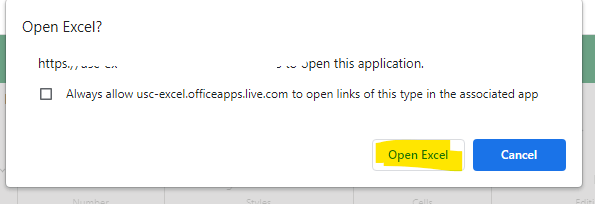 Invite popup to Open with Desktop App when opening an Excel file in ...