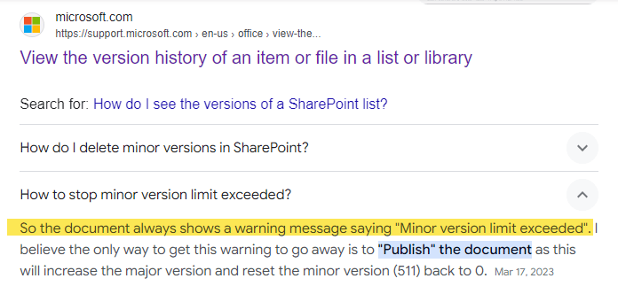Minor file version over 511 but not get the warning message " Minor ...