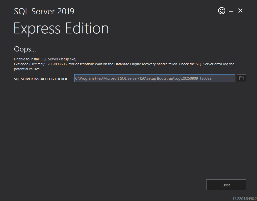 COULDNT INSTALL SQL SERVER 2019.. HELP - Microsoft Q&A