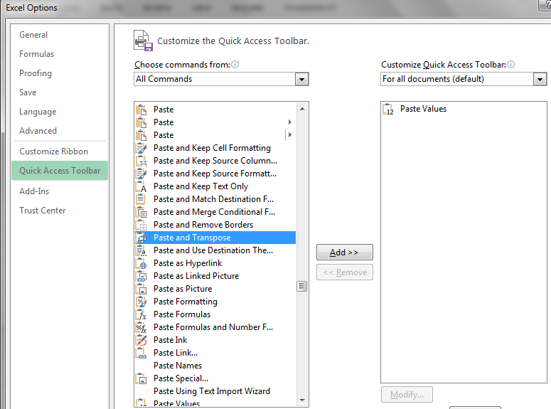 shortcut for paste special Transpose - Microsoft Q&A