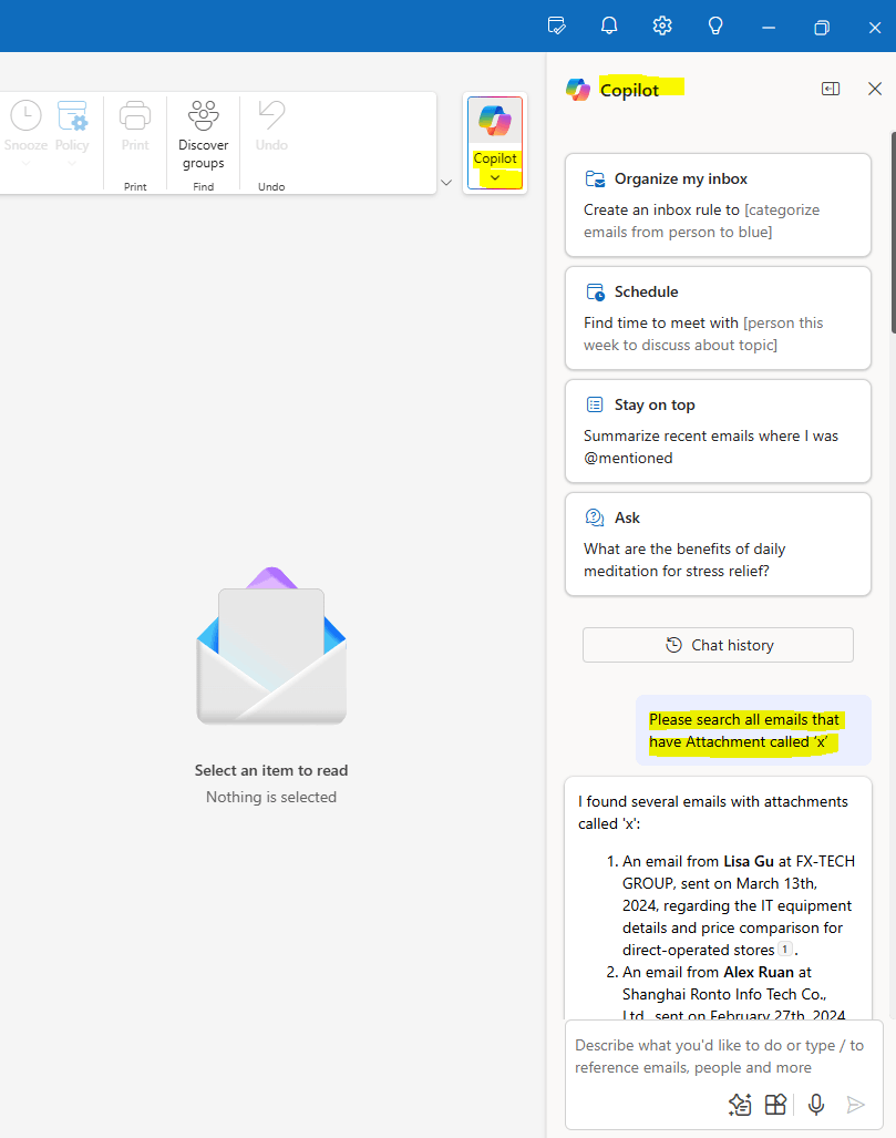 Copilot in outlook - Microsoft Q&A