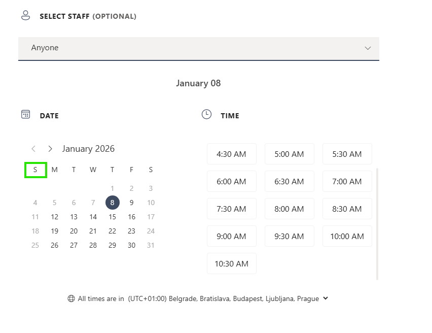 Microsoft Booking - Calendar starts on Sunday instead of Monday ...