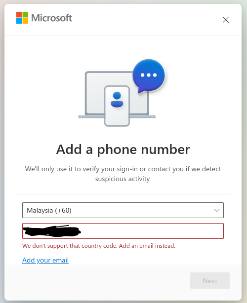 Can't add Phone Number to redeem. - Microsoft Q&A
