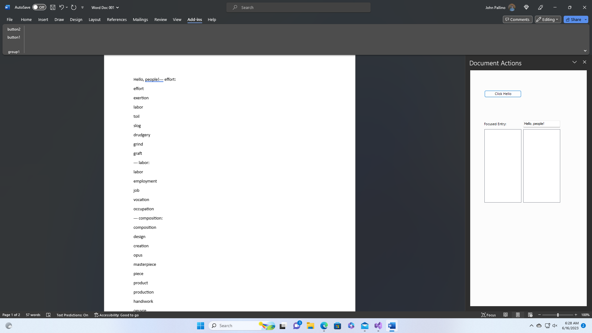 Accessing the SynonymInfo object - Microsoft Q&A