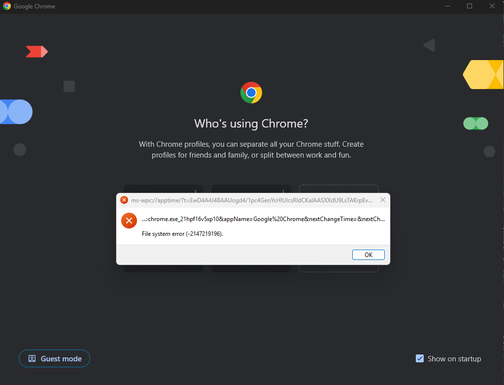 file system error when opening browser other than edge - Microsoft Q&A