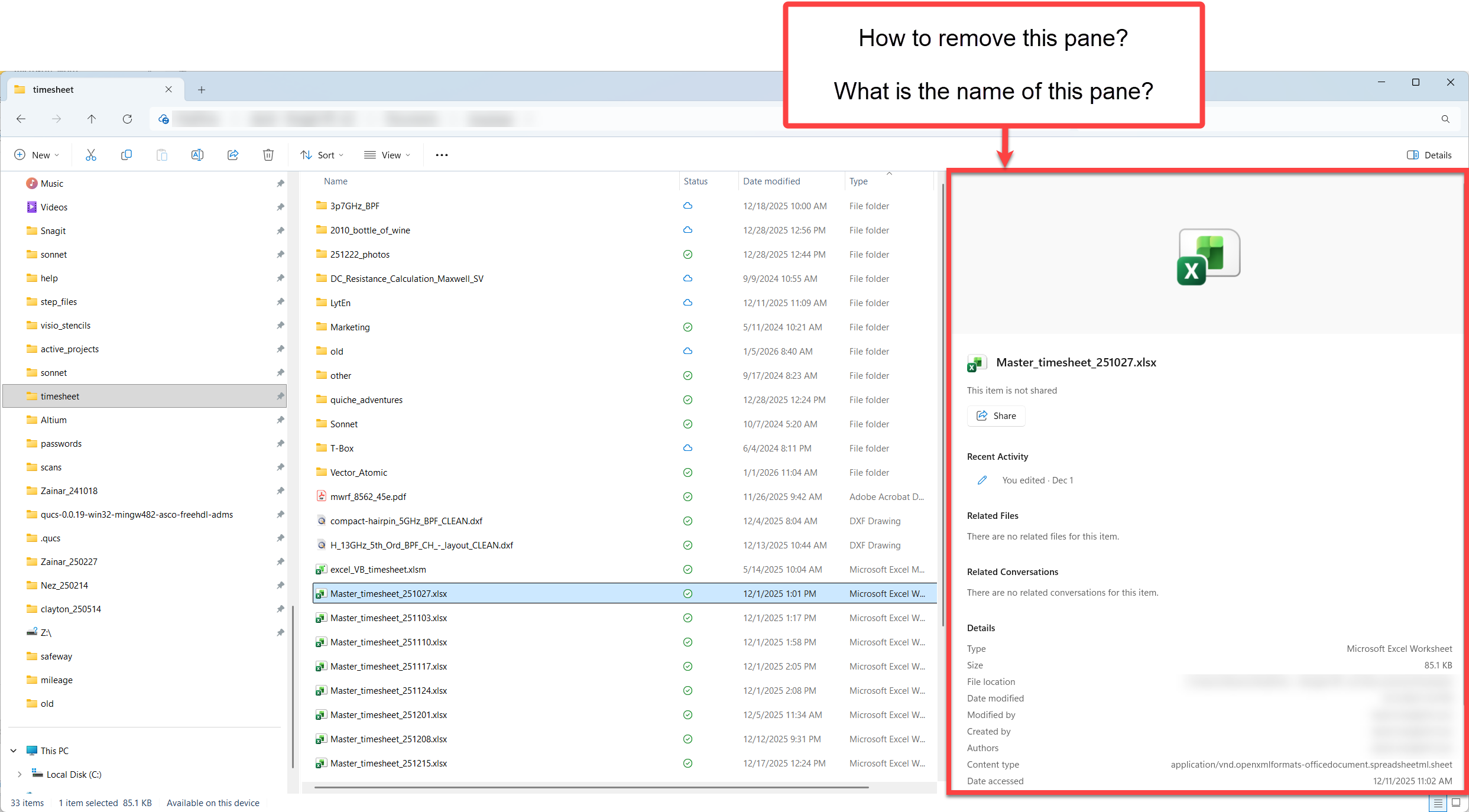 Explorer - Remove Pane Located at Right - Microsoft Q&A