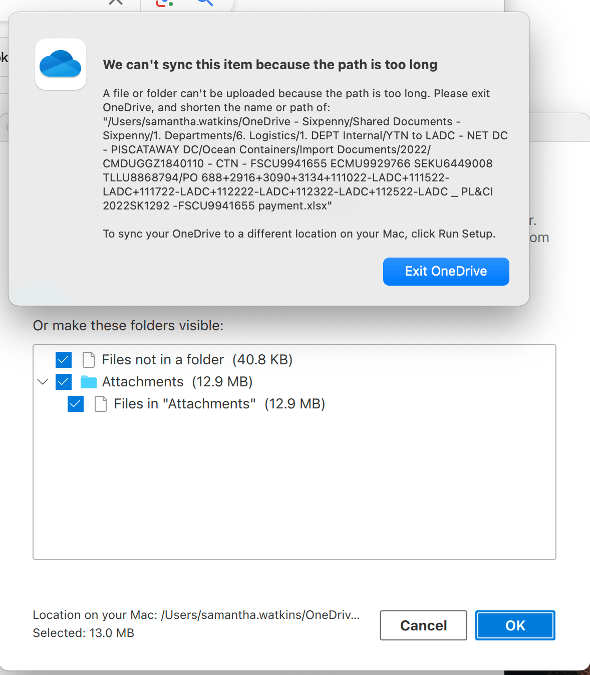 "Path too long" error forcing me to exit OneDrive; cannot select folders to sync - Microsoft Q&A