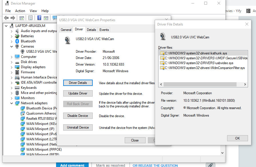 Camera Driver for Windows 10 - Microsoft Q&A