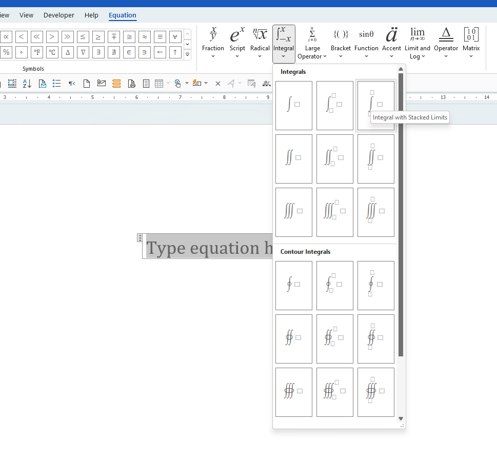 what is integral with stacked limit in ms word - Microsoft Q&A