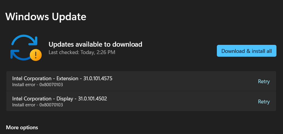Windows update install error saying me to retry - Microsoft Q&A