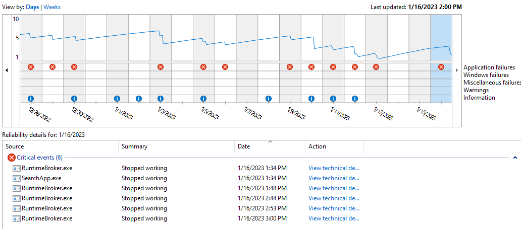 How to find out which Reliability Events relate to Excel Web issues ...