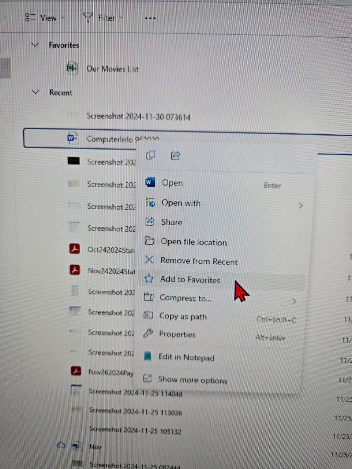 How to favorite a file in office? - Microsoft Q&A