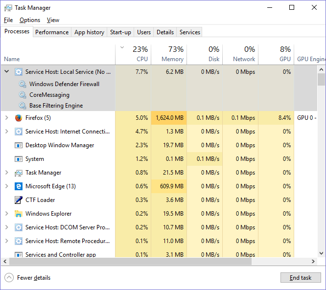 svchost.exe Service Host: Local Service (No Network) PID 1276 ...