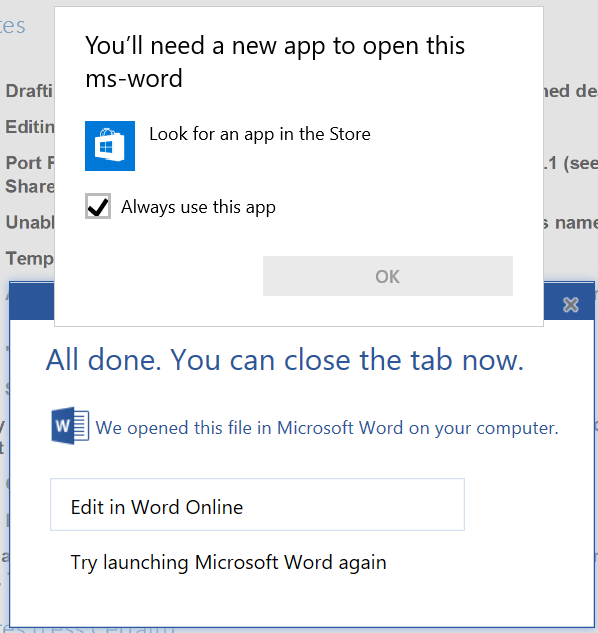Word Online Edit in Word not working when using Edge on Windows 10 ...