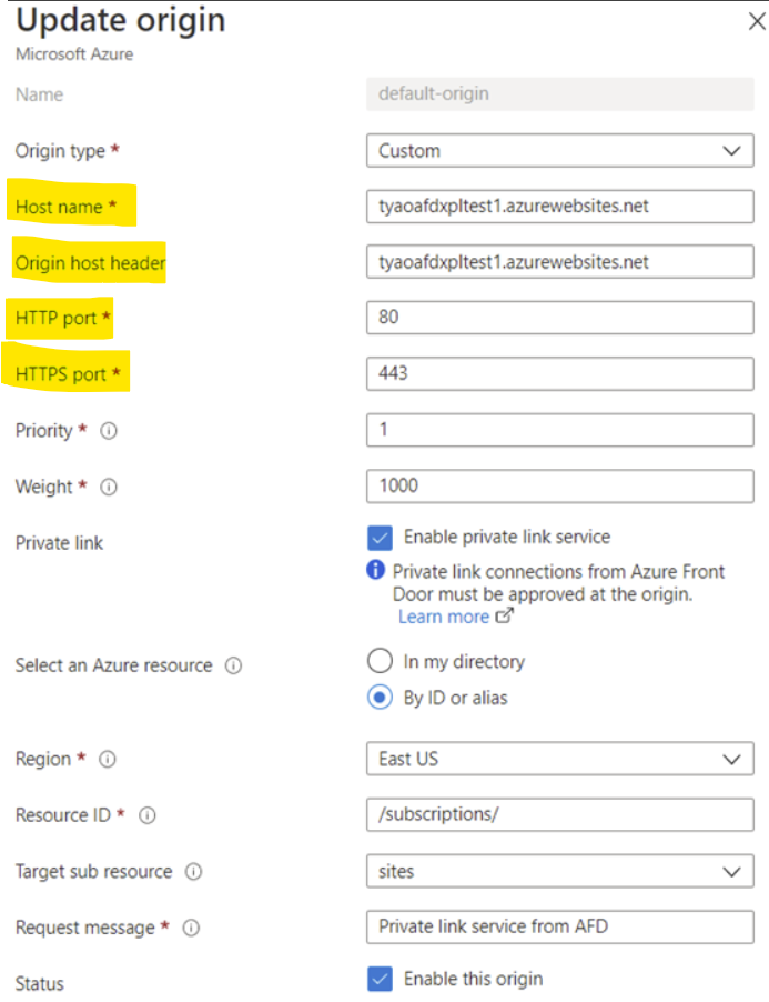 Configure port 8080 on azure frontdoor site. - Microsoft Q&A
