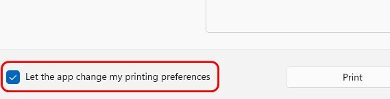 this "Let the app change my printing preferences" suck - Microsoft Q&A