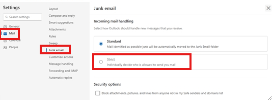 Outlook email inbox emails going into junk or deleted - Microsoft Q&A