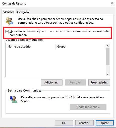 Comando em "netplwiz" não funciona mais para tirar a senha de login no ...