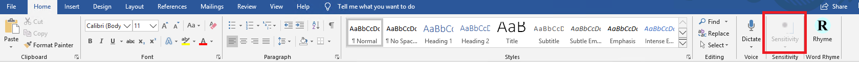 Can't see the Sensitivity button on Office 365 apps (word, excel, etc ...