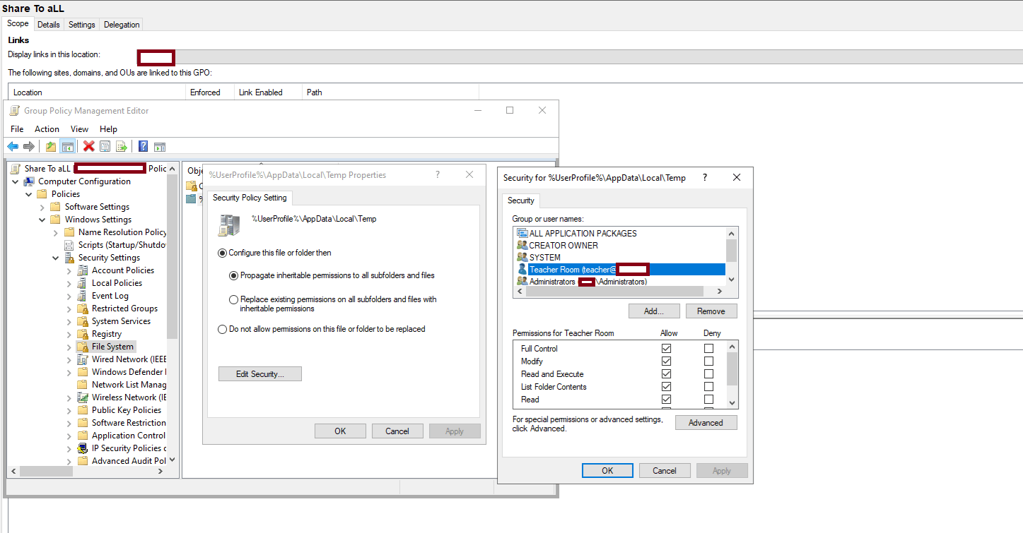 Giving a folder a full control for all users although the C: Partion is restricted by GPO ...