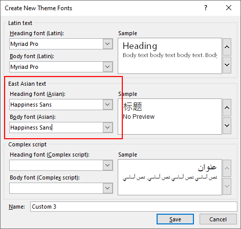 How can I tell Word that a newly installed font is an asian font ...