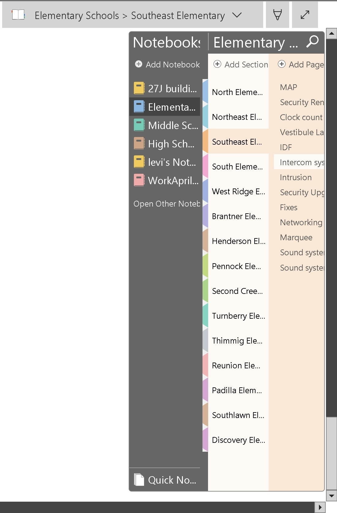 Onenote 2016 / Full page view/ Navigation panel on the right / not ...