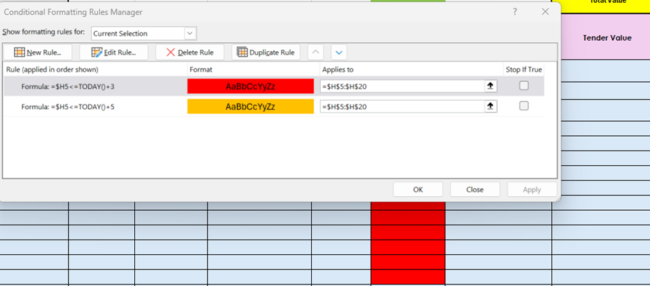 How to change the date green based on another cells value e.g if H5 has ...