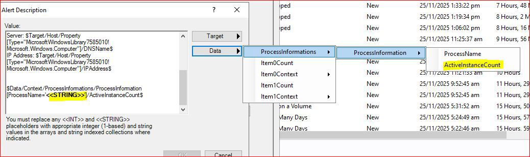 Help with "STRING" value in Alert Description - Microsoft Q&A