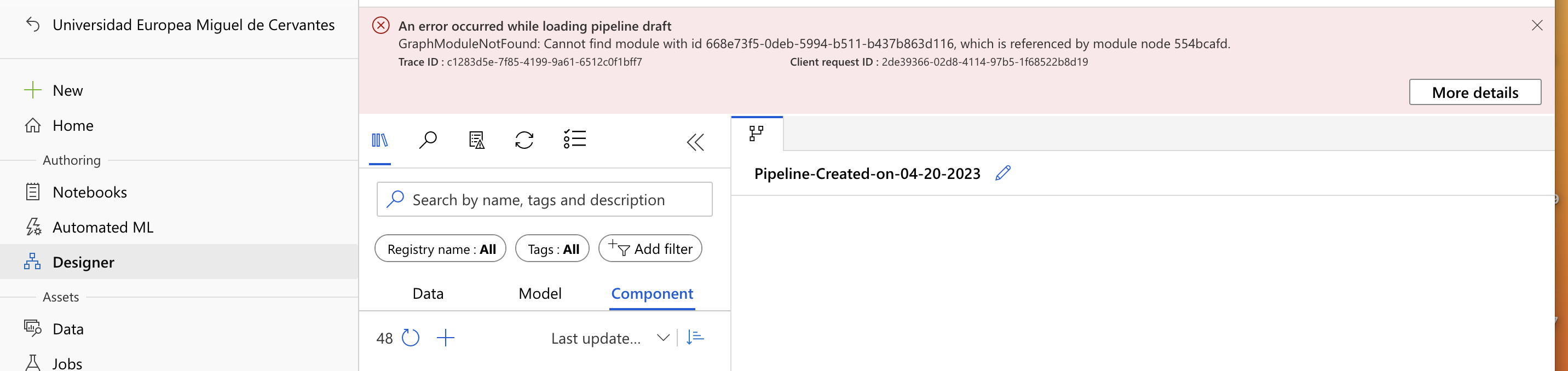 Azureml Designer Is Not Retrieving The Graphs Of The Pipelines Microsoft Qanda