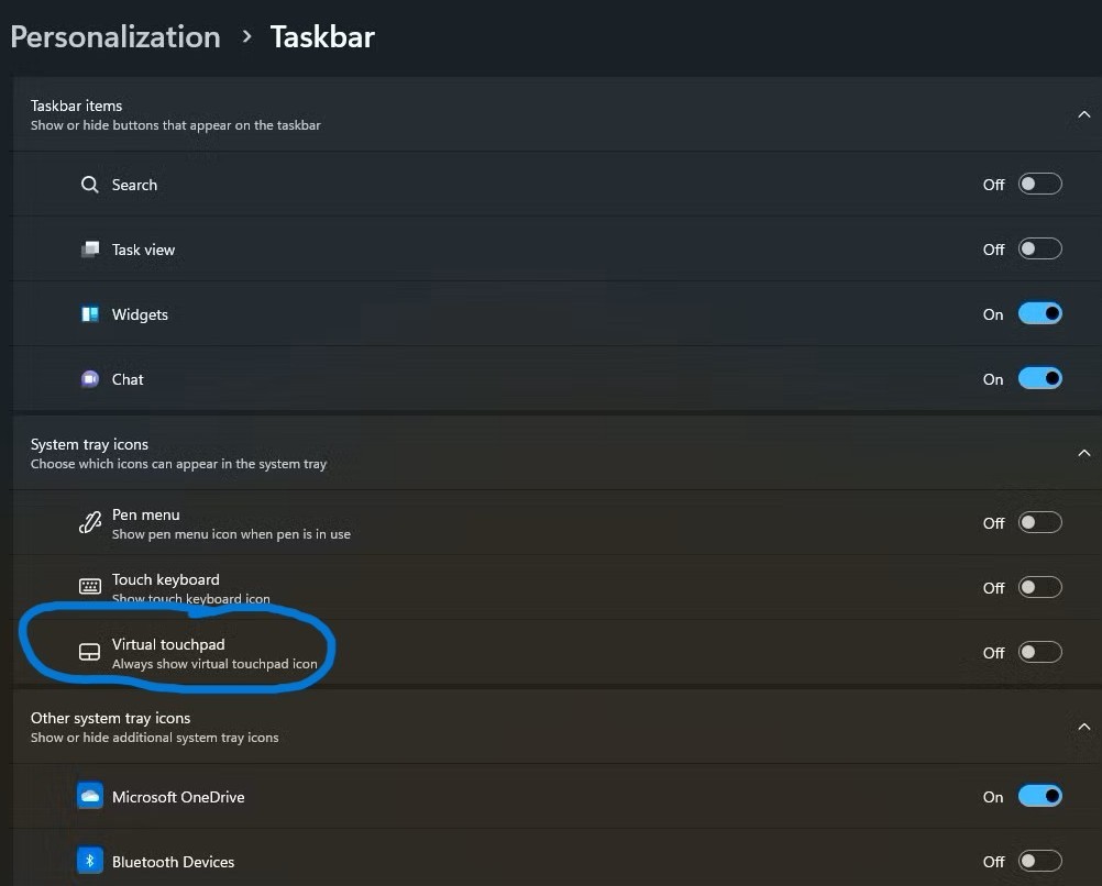 How do I remove the virtual touchpad icon from the system tray? - Microsoft Q&A