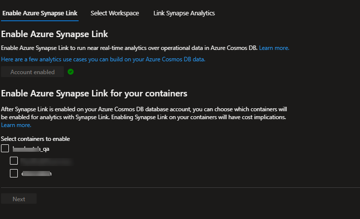Enabling VPN on synapse link enabled Cosmos db removed containers from Synapse analytical store ...
