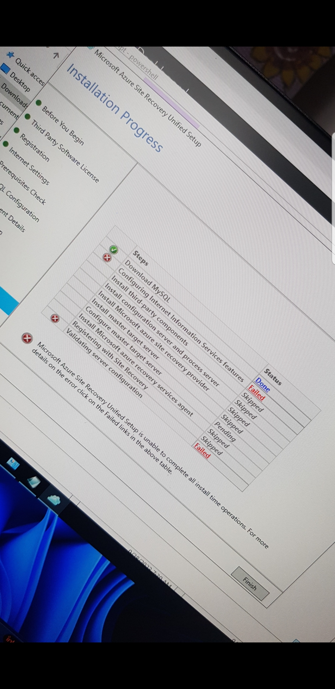microsoft azure site recovery unified setup is unable to proceed keep fail iis - Microsoft Q&A