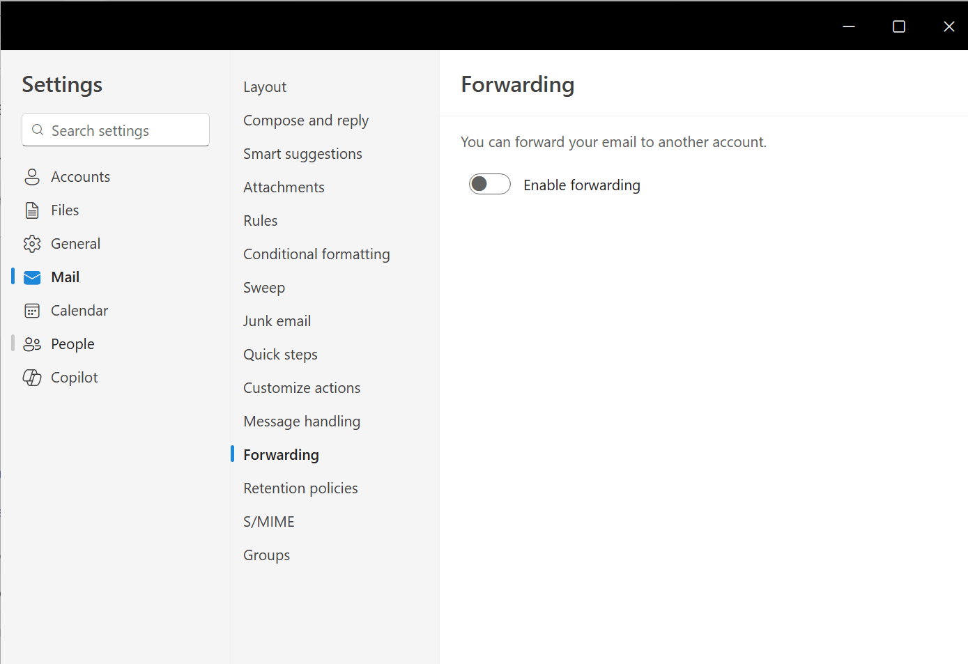 Unable to create forwarding email rule in new outlook - Microsoft Q&A